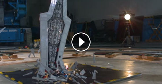 Giant Star Wars LEGO Super Star Destroyer Shattered In Slow Motion ...