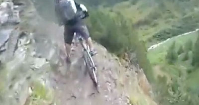 Horrifying Moment As Biker Loses His Balance And Falls Off A Cliff ...