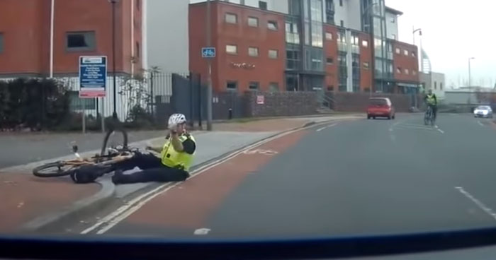 Embarrassing Moment Police Officer Flips Over His Bike's Handlebars ...