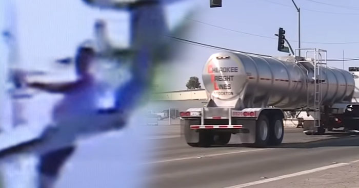 Man Jumps Onto Semi Hauling Tanker Filled With Wine And Drinks From ...