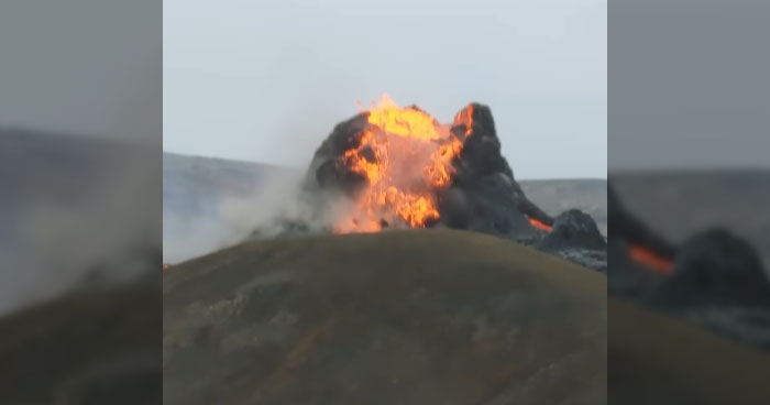 Crater Partially Collapses In The Eruption In Iceland | Klipland.com