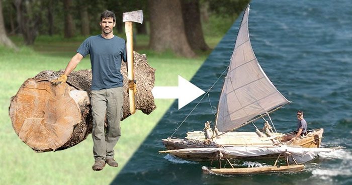 Man Builds A Canoe Out Of A Huge Log | Klipland.com