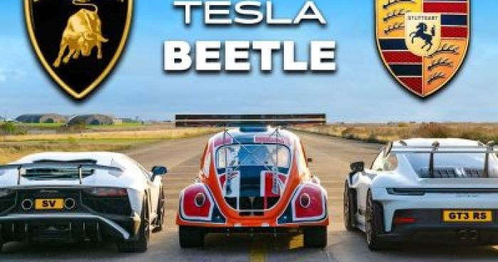 911 GT3 RS vs Lambo V12 vs Tesla Beetle | Klipland.com