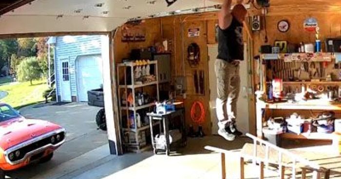 Graceful Fall After Garage Ladder Fails | Klipland.com